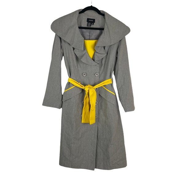 Ashro | Dresses | Ashro Yellow Gray Pinstripe Double Breasted Trench ...